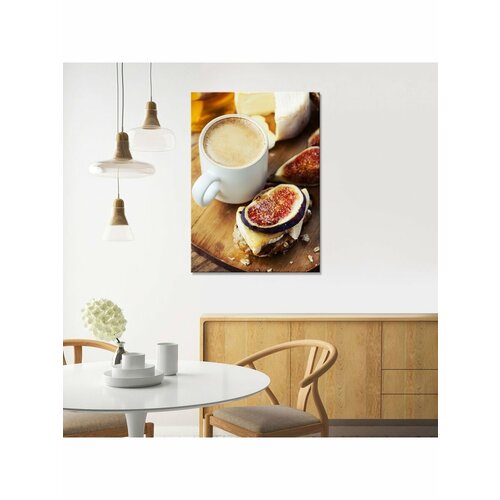 Картина на холсте с подрамником Кофе и бутерброд с инжиром 40х60