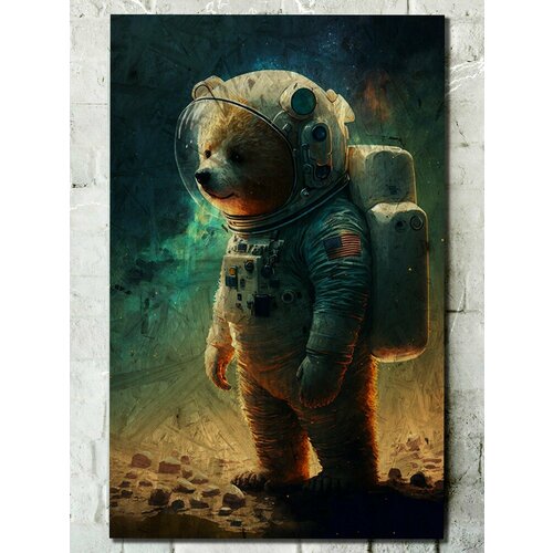 Картина интерьерная на рельефной доске ОСП космос мишка астронавт - 11685