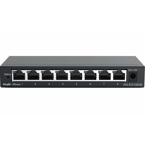 Reyee 8-Port Gigabit unmanaged Switch, 8 Gigabit RJ45 Ports , Steel Case