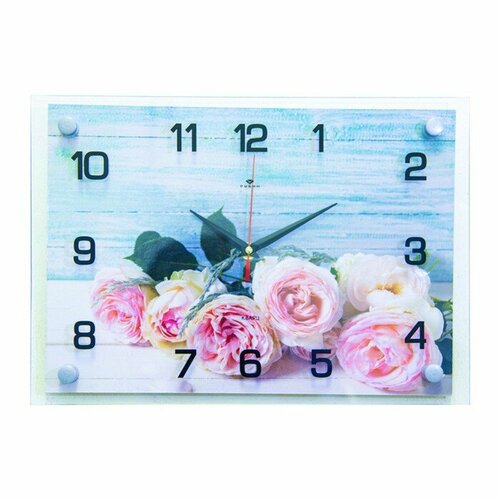 Рубин Часы настенные, интерьерные: Цветы, "Букет роз", 25 х 35 см