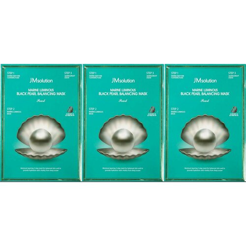 Маска для лица JMSolution, Marine Luminous Black Pearl Balancing Mask, тканевая, 3 уп