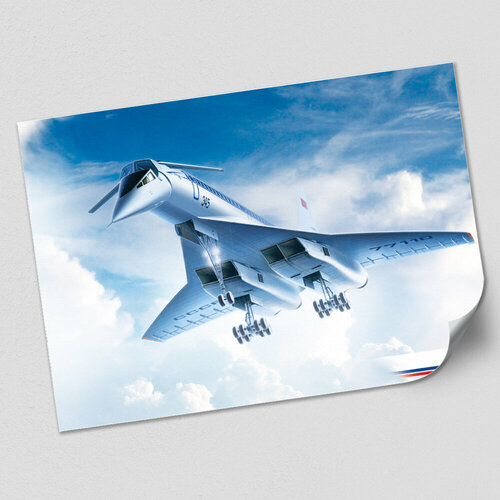 Интерьерный плакат на стену "ТУ-144" / Постер из серии "Гражданская авиация России" / А-1 (60x84 см.)
