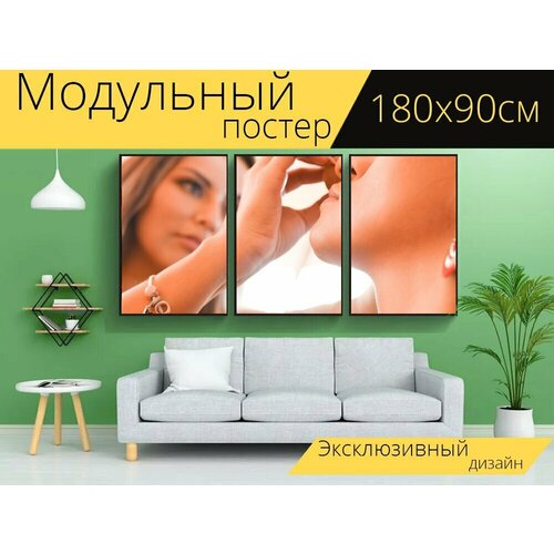 Модульный постер "Макияж, мириться, визажист" 180 x 90 см. для интерьера