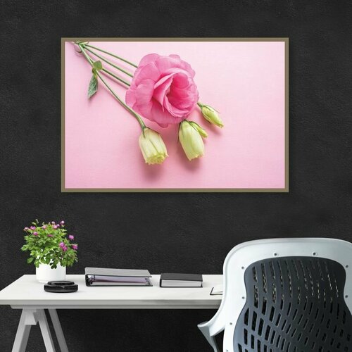 Постер для интерьера Розовый Цветок Эустомы 70х50 см в тубусе ПолиЦентр