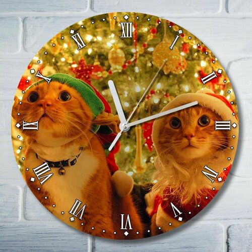 Настенные часы УФ праздники кот, год кролика, новый год, рождество - 7072