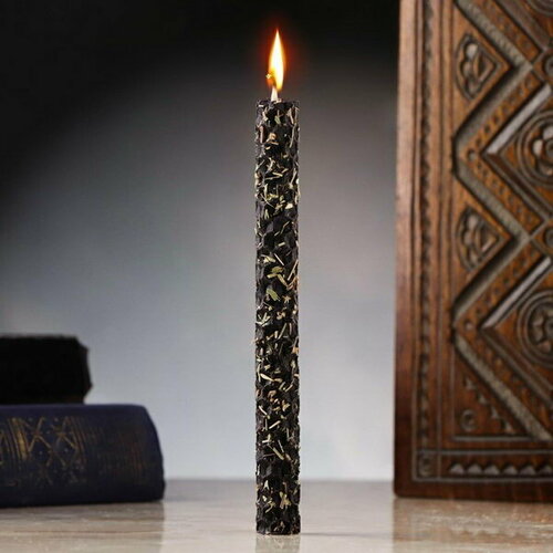Свеча из вощины с чабрецом "Восстановление энергетики человека", 13х1.7 см, 1 ч, черный