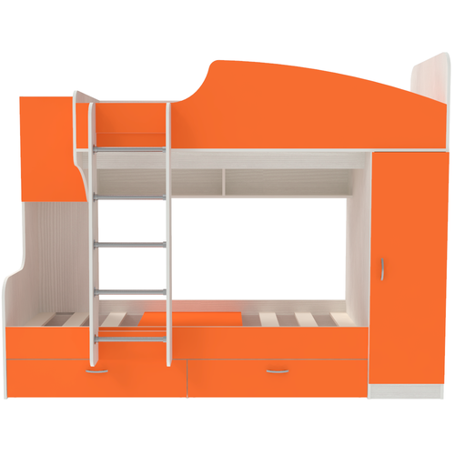 Двухъярусная кровать Юниор 2 Белое Дерево - Оранжевый