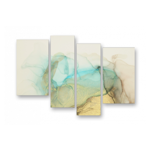 Модульная картина на стекле | Diva Kartina | Абстракция мрамор. Зеленый дым | 140X100 см