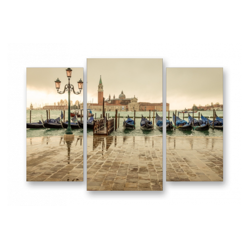 Модульная картина на стекле | Diva Kartina | Город. Италия Венеция утром | 100X70 см