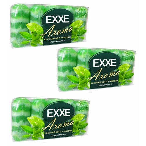 EXXE Aroma Твердое мыло зеленое, "Зеленый чай и глицерин", 5х70 г, 3 уп