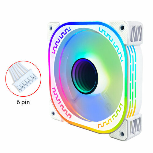 Вентилятор MyPads разноцветный для корпуса компьютера, кулер для пк, вентилятор для ПК с подсветкой ARGB светодиодная 6 pin соединение белый