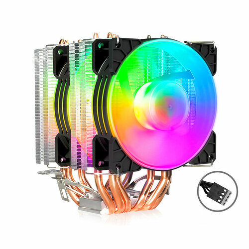 Кулер охлаждение MyPads MX-6 для процессора Intel/ AMD для компьютера настольного с подсветкой RGB120 RGB поддержка сокета LGA 1150/1151/ AM4с
