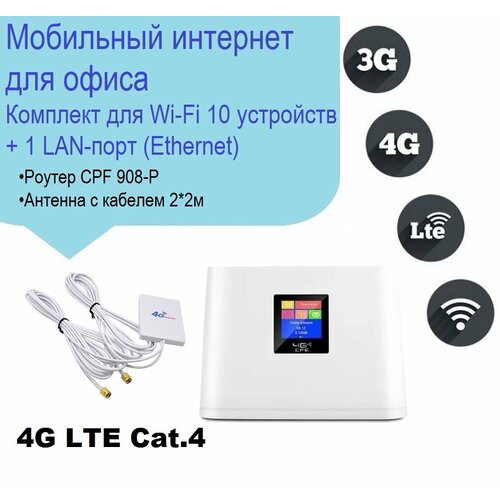 Роутер CPF 908-P с оконной MiMo антенной 2*7dBi, кабель 2 метра