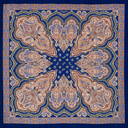 Платок Павловопосадская платочная мануфактура,89х89 см, бежевый, коричневый