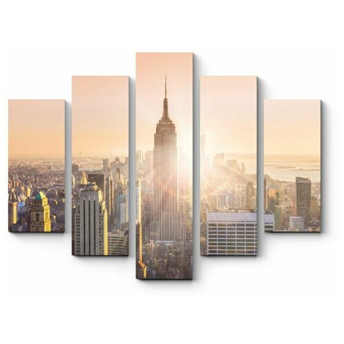 Модульная картина Небоскребы Манхэттена в последних лучах солнца, Нью-Йорк 125x100