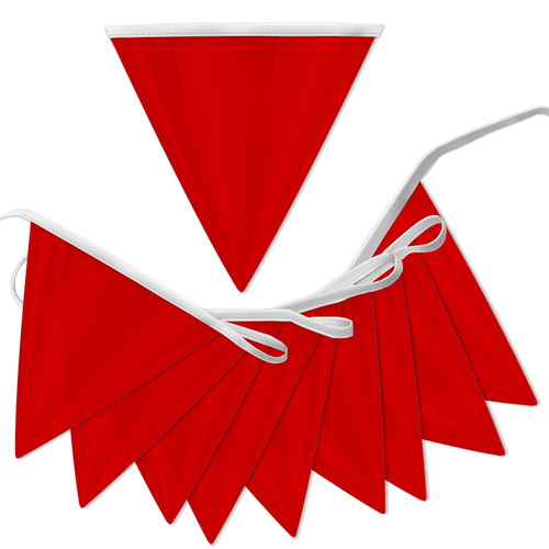 Флажная лента из красных флажков треугольников / красная флажная гирлянда / длина 10 м.
