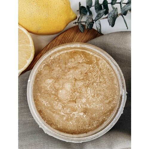 Антицеллюлитный скраб Лимон для тела с натуральными маслами и витаминами / Сахарный скраб для тела / Соляной