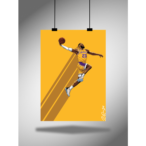 Постер плакат интерьерный на стену баскетбол Леброн Джеймс 4 А3