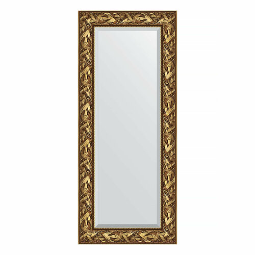 Зеркало настенное с фацетом EVOFORM в багетной раме Византия золото, 59х139 см, для гостиной, прихожей, кабинета, спальни и ванной комнаты, BY 3519