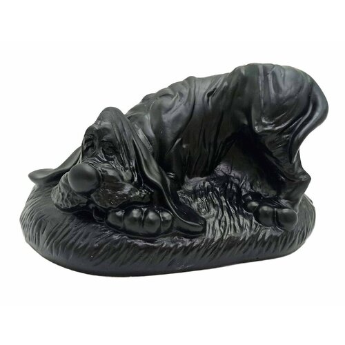 Статуэтка собака Бассет хаунд 10 см гипс черная матовая