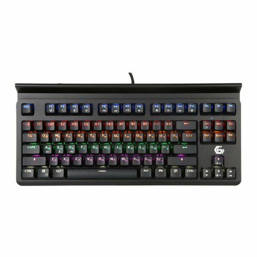 Клавиатура проводная Gembird KB-G520L black (USB, механическая, 87 кл, подсветка, 1,8м, подставка д/планшета) (KB-G520L)