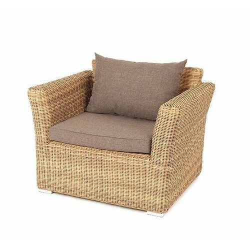 Кресло садовое 4SIS Капучино ручное плетение, из искусственного ротанга, алюминиевый каркас, сиденье с мягкими подушками YH-C1130W-3 соломенный