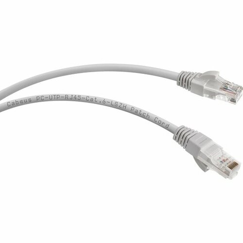 Патч-корд Cabeus U/UTP PC-UTP-RJ45-Cat.6-5m-LSZH категория 6, 2xRJ45/8p8c, неэкранированный, серый, LSZH, 5м