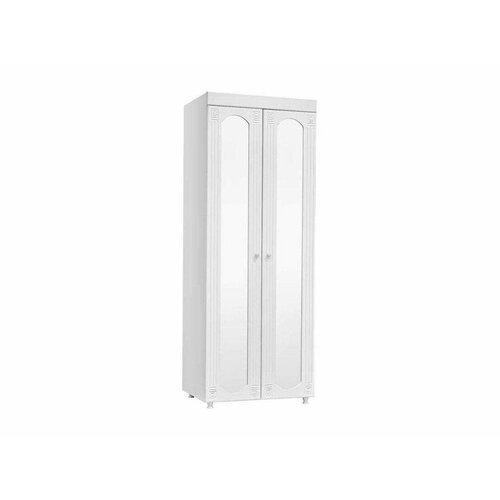 Шкаф 2-х дверный с зеркалами (гл.410) Афина АФ-43 белое дерево (Белый)