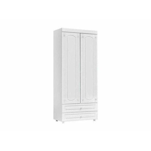 Шкаф 2-х дверный с ящиками (гл.560) Афина АФ-49 белое дерево (Белый)