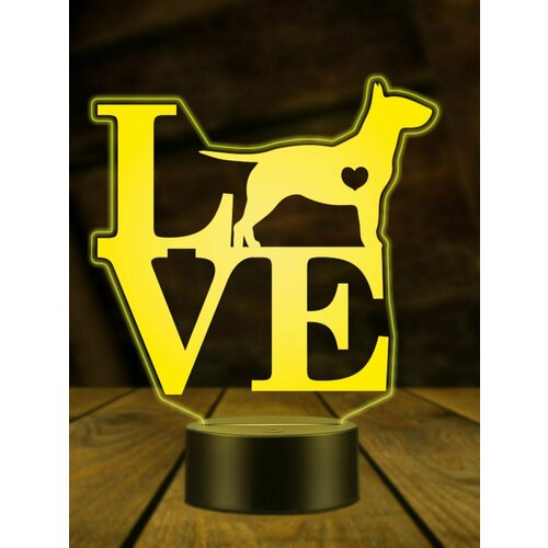 Ночник Бультерьер, ночная лампа, 3Д светильник, собака, пес