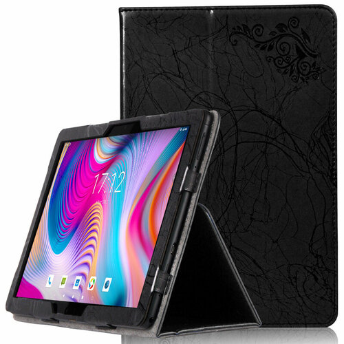 Чехол MyPads Bellissimo modell закрытого типа с узором для планшета Teclast M40 Air / P30 Air / P30 HD с держателем для руки черный натуральная кожа