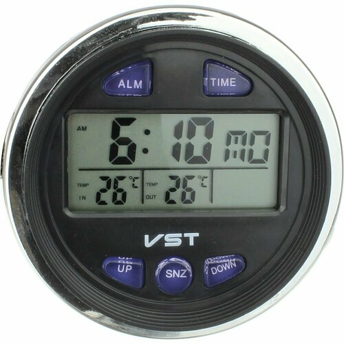 Часы автомобильные VST-7042V термометр, вольтметр