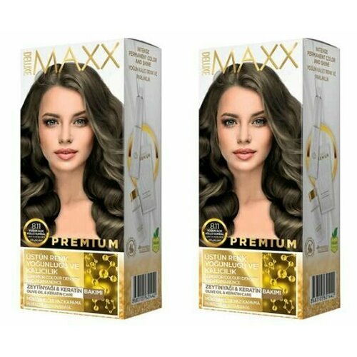 MAXX DELUXE PREMIUM HAIR DYE KIT Набор для окрашивания волос 8.11 Интенсивно пепельно-русый, 2 шт.