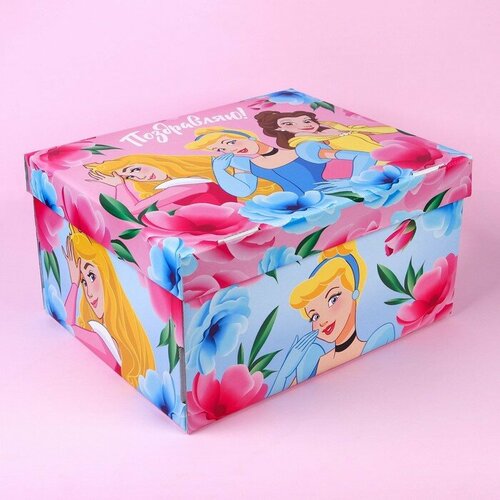Disney Коробка подарочная складная с крышкой "Поздравляю!", 31х25,5х16, Принцессы