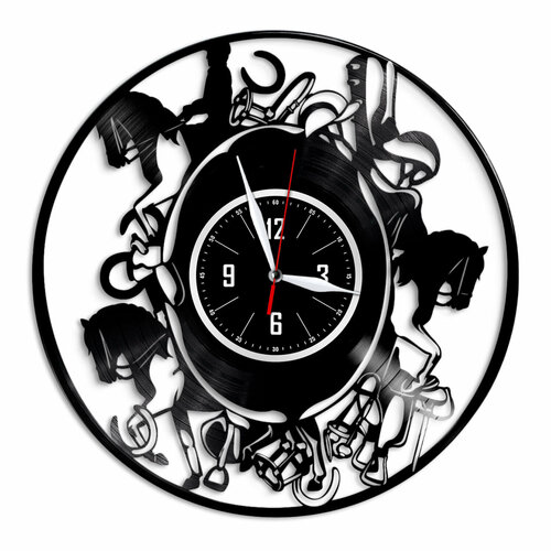 Конный спорт - настенные часы из виниловой пластинки