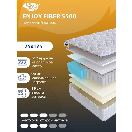 Ортопедический матрас SkySleep с независимыми пружинами ENJOY FIBER S500 на кровать 75x175