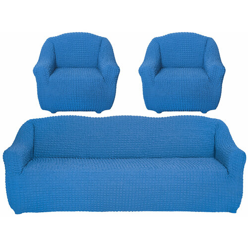 Чехол VENERA на трехместный диван и 2 кресла, цвет Голубой