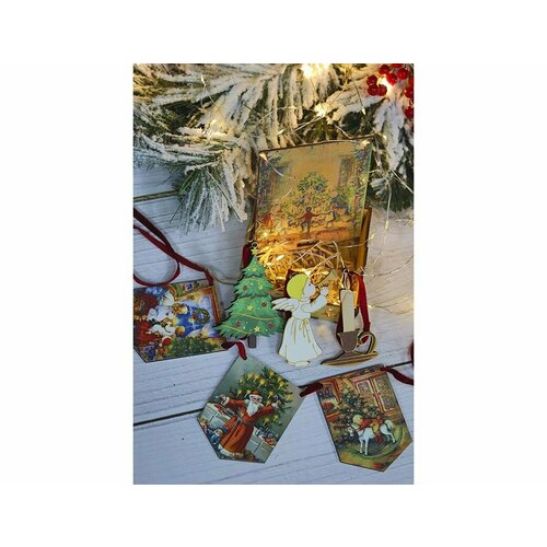 Набор елочных игрушек Vintage Christmas: Канун Рождества 5-10 см, дерево, подвеска, Winter Deco