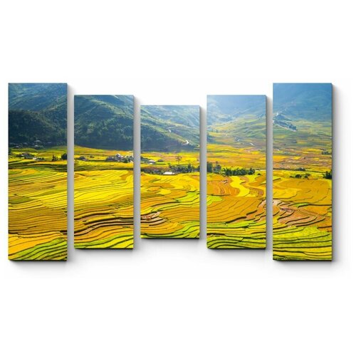 Модульная картина Рисовые поля у подножия гор Вьетнама 160x96