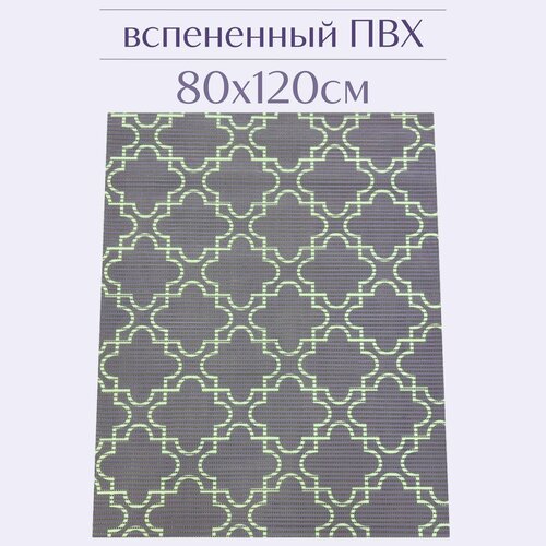 Напольный коврик для ванной из вспененного ПВХ 80x120 см, лиловый/белый, с рисунком