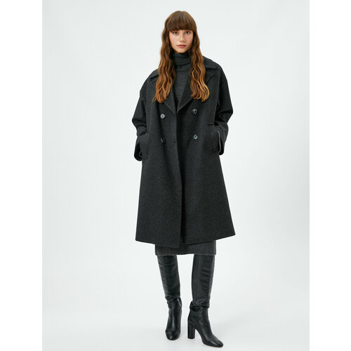 Пальто KOTON, размер 48, серый, черный