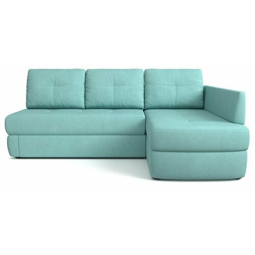 Угловой диван-кровать PUSHE Арно, правый угол, велюр, бирюзовый Formula 692