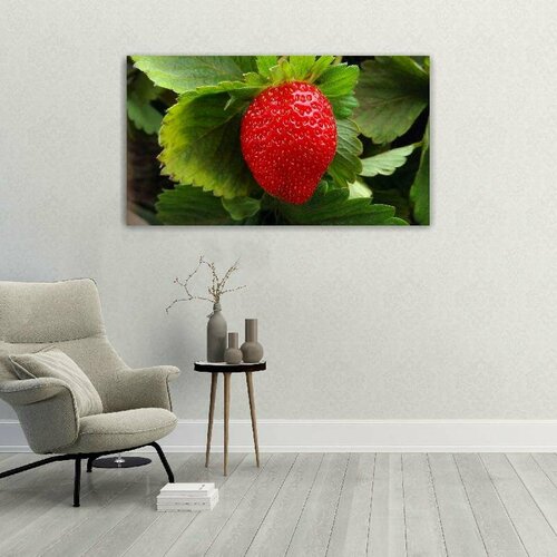 Картина на холсте 60x110 LinxOne "Клубника ягода плод" интерьерная для дома / на стену / на кухню / с подрамником