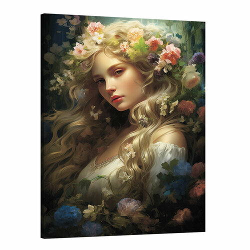 Интерьерная картина 50х70 "Принцесса в цветущем саду"