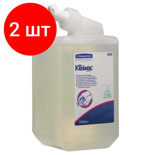 Комплект 2 шт, Картридж с жидким мылом одноразовый KIMBERLY-CLARK Kleenex, 1 л, прозрачный, диспенсер 601541, АРТ. 6333