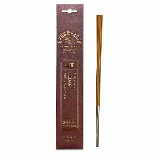 Благовоние на бамбуковой основе HERB & EARTH Cedar кедр, 20 палочек по 18 см