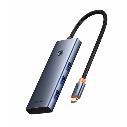 Док-станция Baseus UltraJoy Series 5-Port HUB Space Grey (Type-C to USB3.0*3+RJ45*1+PD*1) (B00052801811-02)