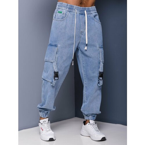 Брюки карго MkJeans, размер 33, голубой
