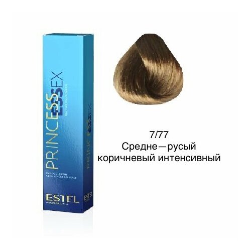 7/77 Краска для волос PRINCESS ESSEX Средне-русый коричневый интенсивный/ Капучино, 60мл