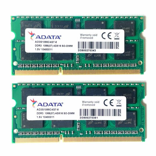 Модуль памяти ADATA DDR3 4GB 1066Мгц 2Rx8 1.5v PC3-8500S SO-DIMM